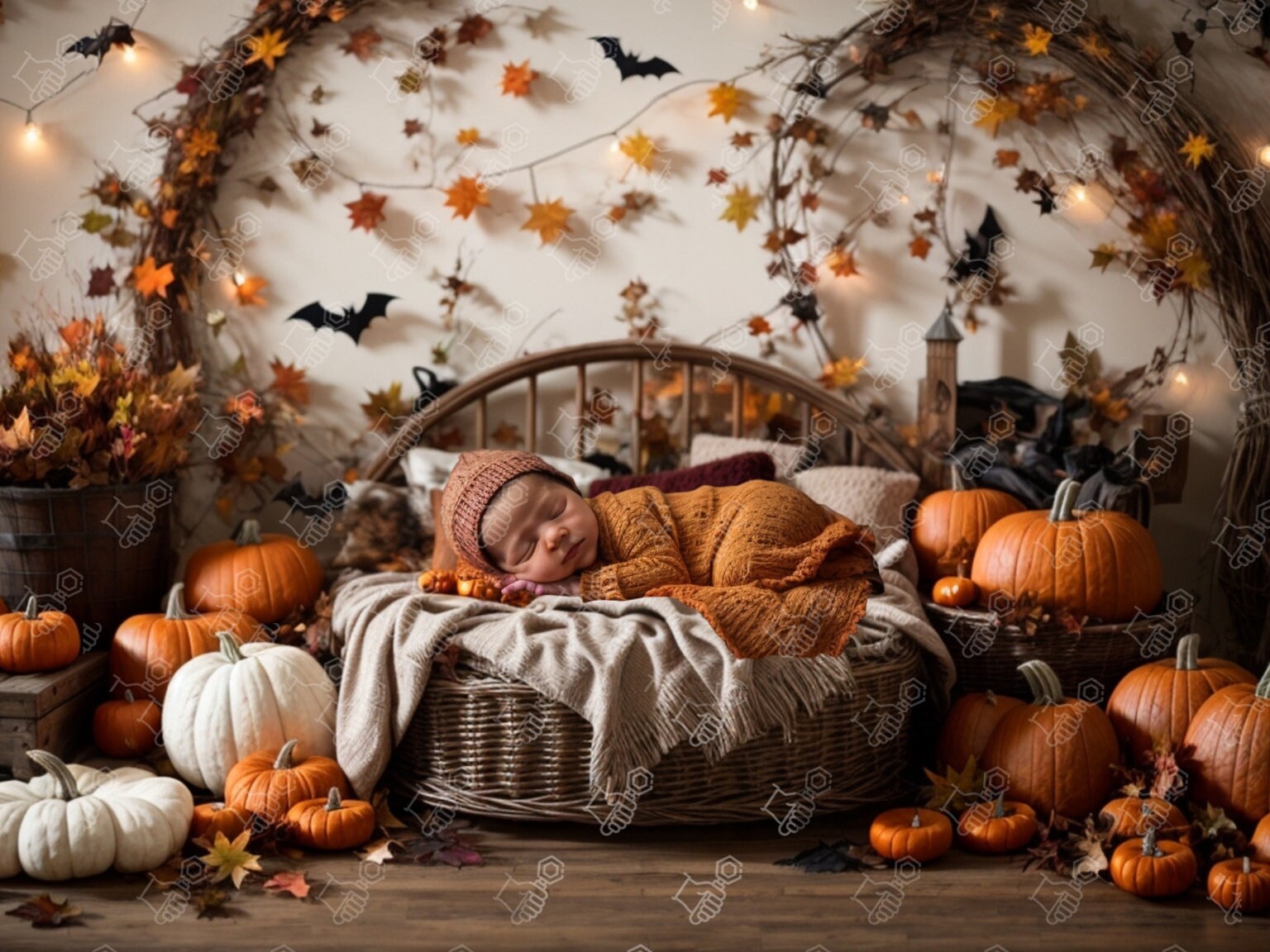 Newborn Halloween Digital Backdrop Bundle, Autumn Theme (digital ...