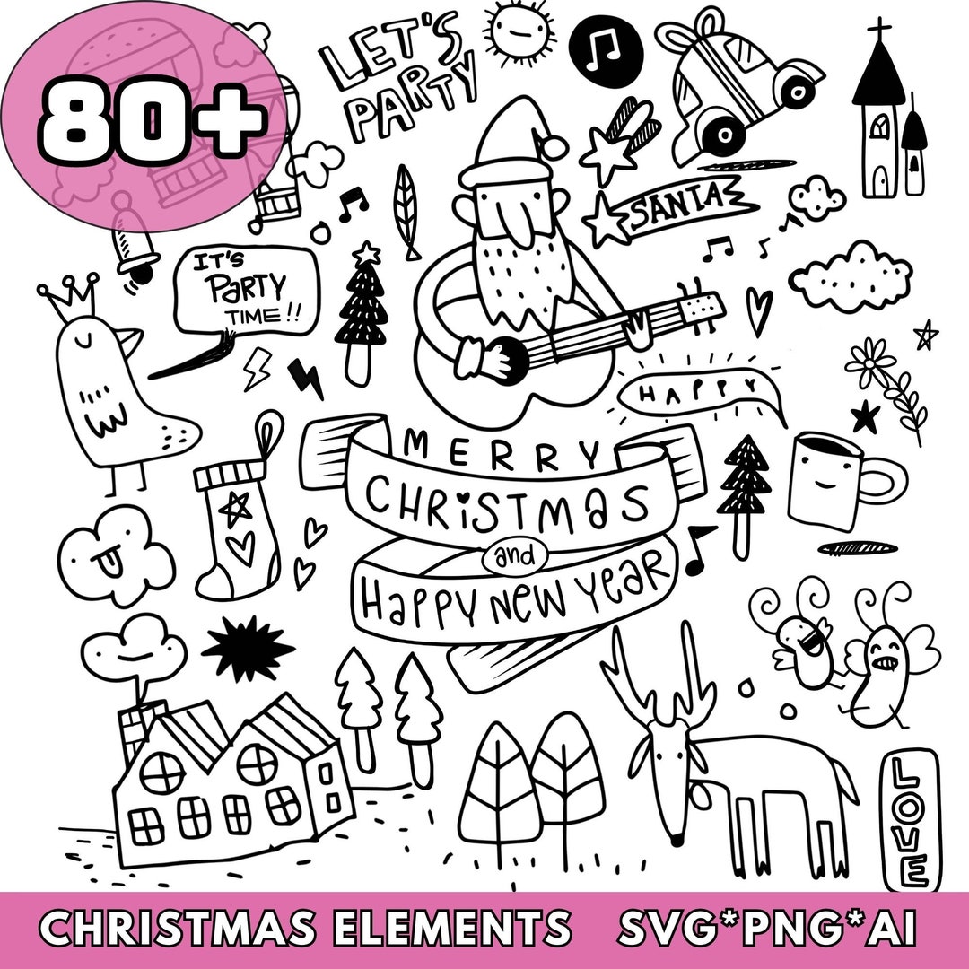 Christmas Doodles | Christmas Clipart | Christmas Design Bundle ...