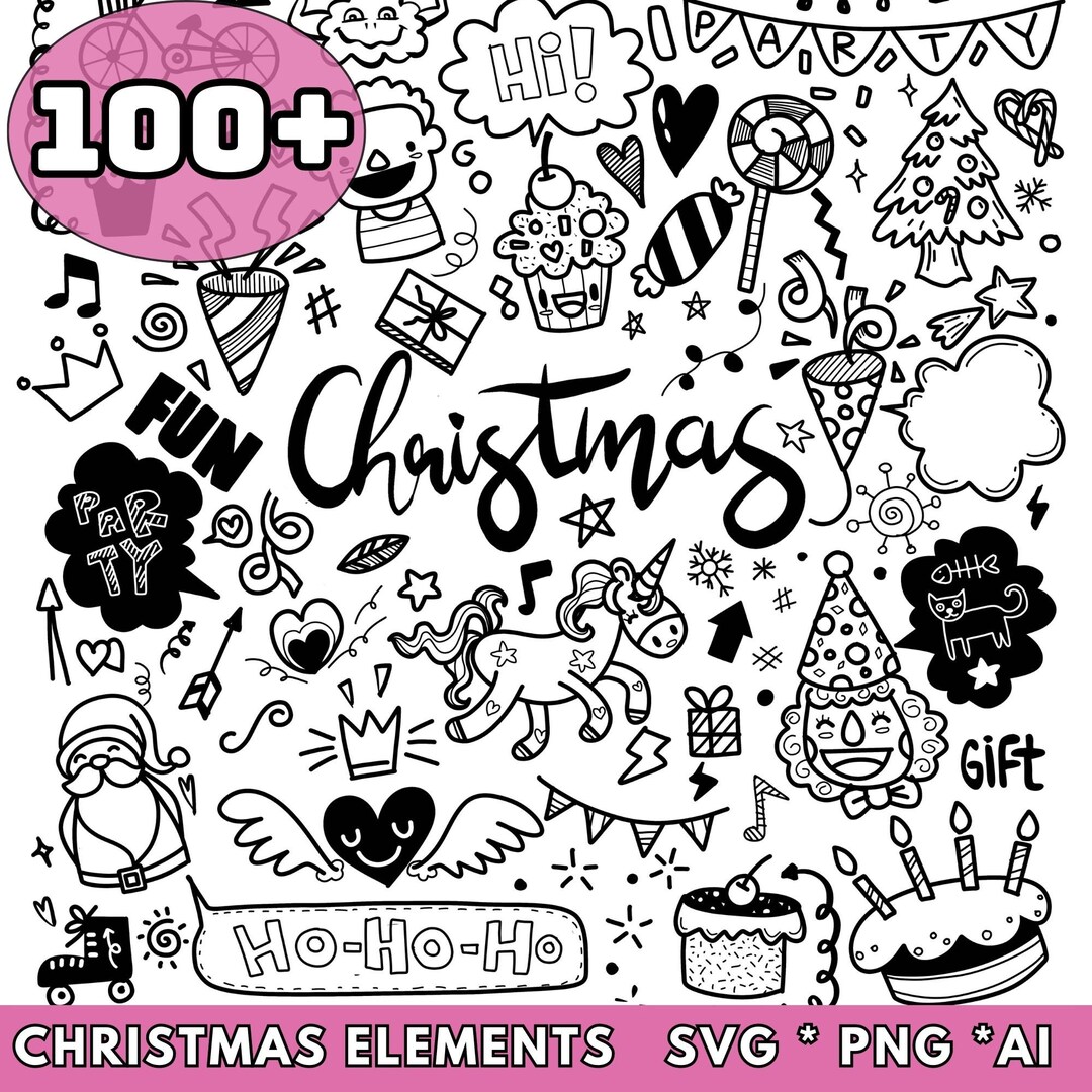 Christmas Line Art Svg Christmas Clipart Christmas Watercolor Christmas ...