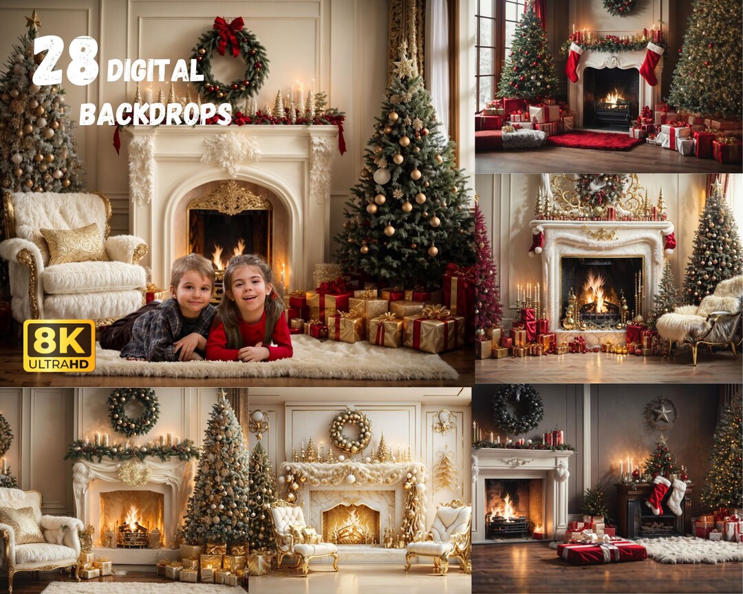 Christmas Digital Backdrop Bundle,christmas Overlay Template,christmas ...