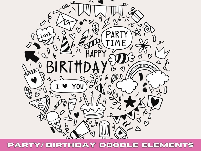 Happy Birthday Doodle,party Doodle,doodle Clipart,doodle Drawings ...