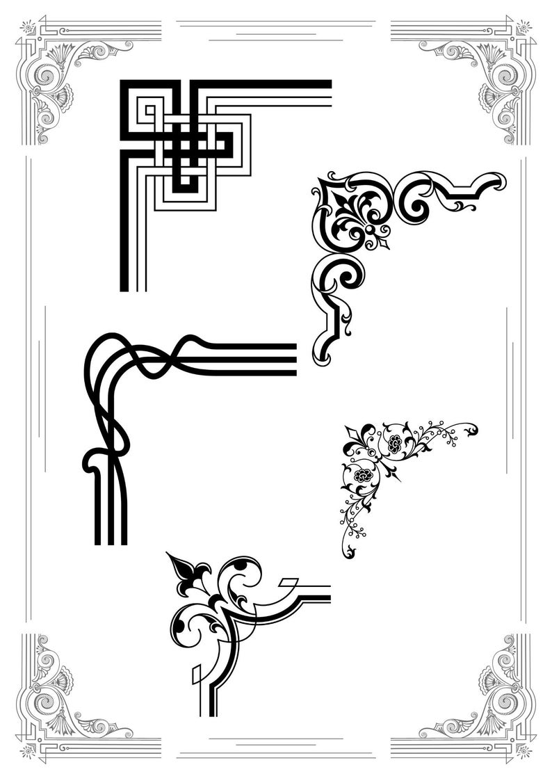 Corner Svg Bundle Flower Border Svg Corner Laser Cut Corner Frame