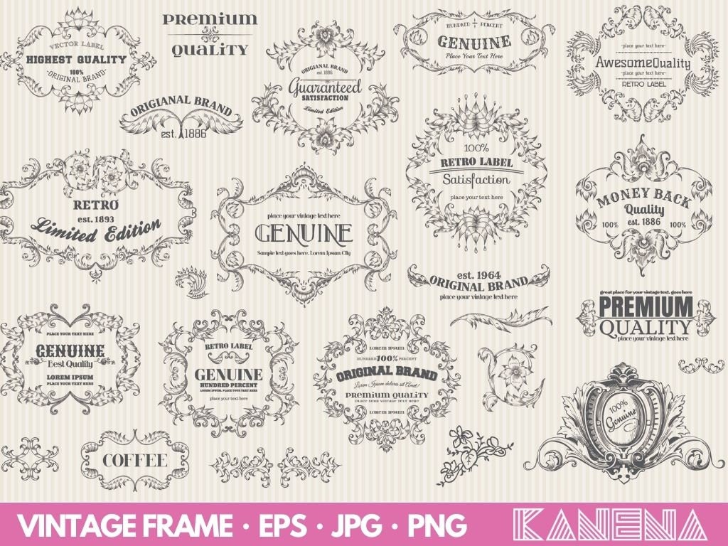 Vintage Frame Bundledecorative Lines SVG Lines Epsbanner - Etsy