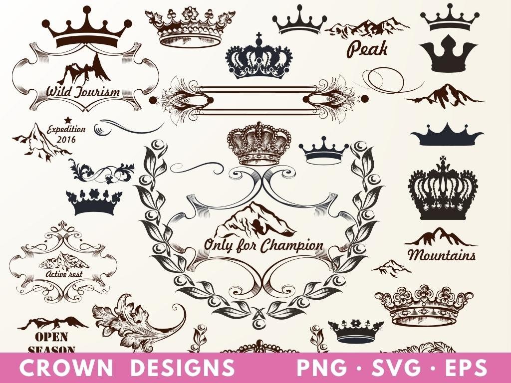 Royal Crown SVG File,decorative Elements Design,ornaments Svg,crown Png ...