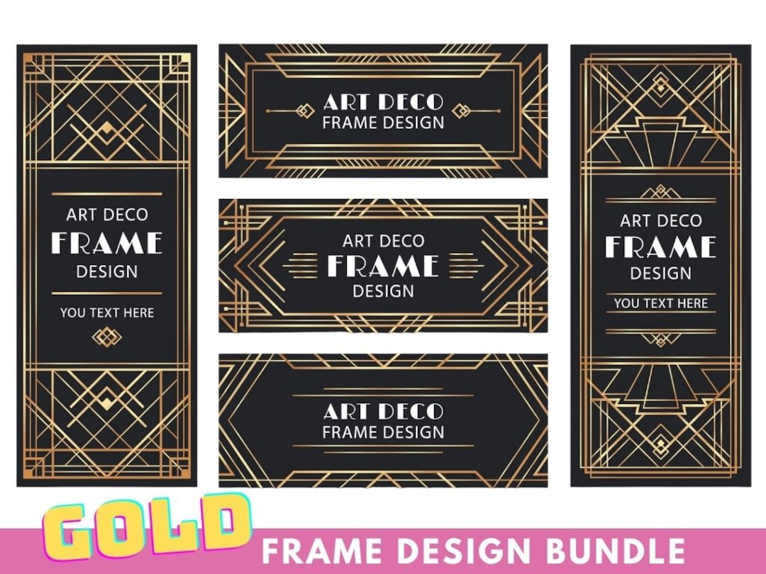 Metallic Golden Frames | Gold Frame Svg Bundle | Gold Art Deco Frames ...