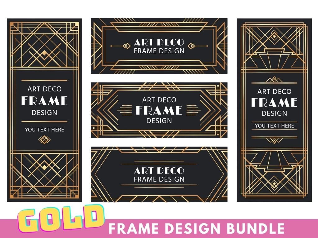 Metallic Golden Frames | Gold Frame Svg Bundle | Gold Art Deco Frames ...