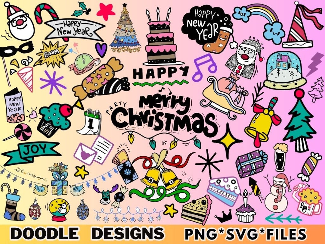 Christmas Doodle Clipart,christmas Png Bundle,svg,digital Download ...
