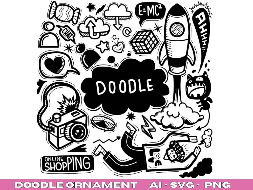 Doodle Clipart,doodle Drawings,doodle on Board Svg,back to School ...
