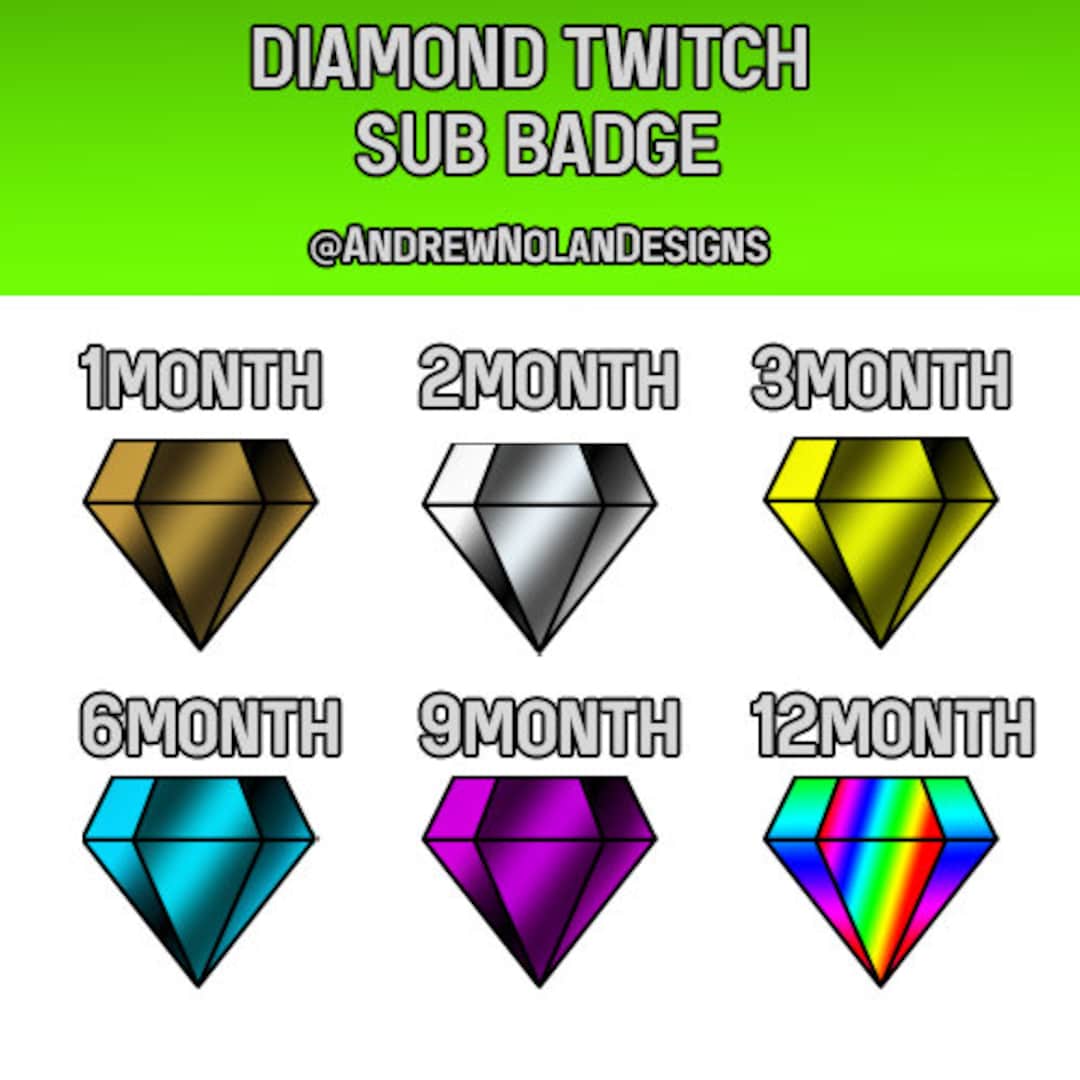 Twitch Diamond Subscriber Badges 72x72px, 36x36px, 18x18px Bronze ...