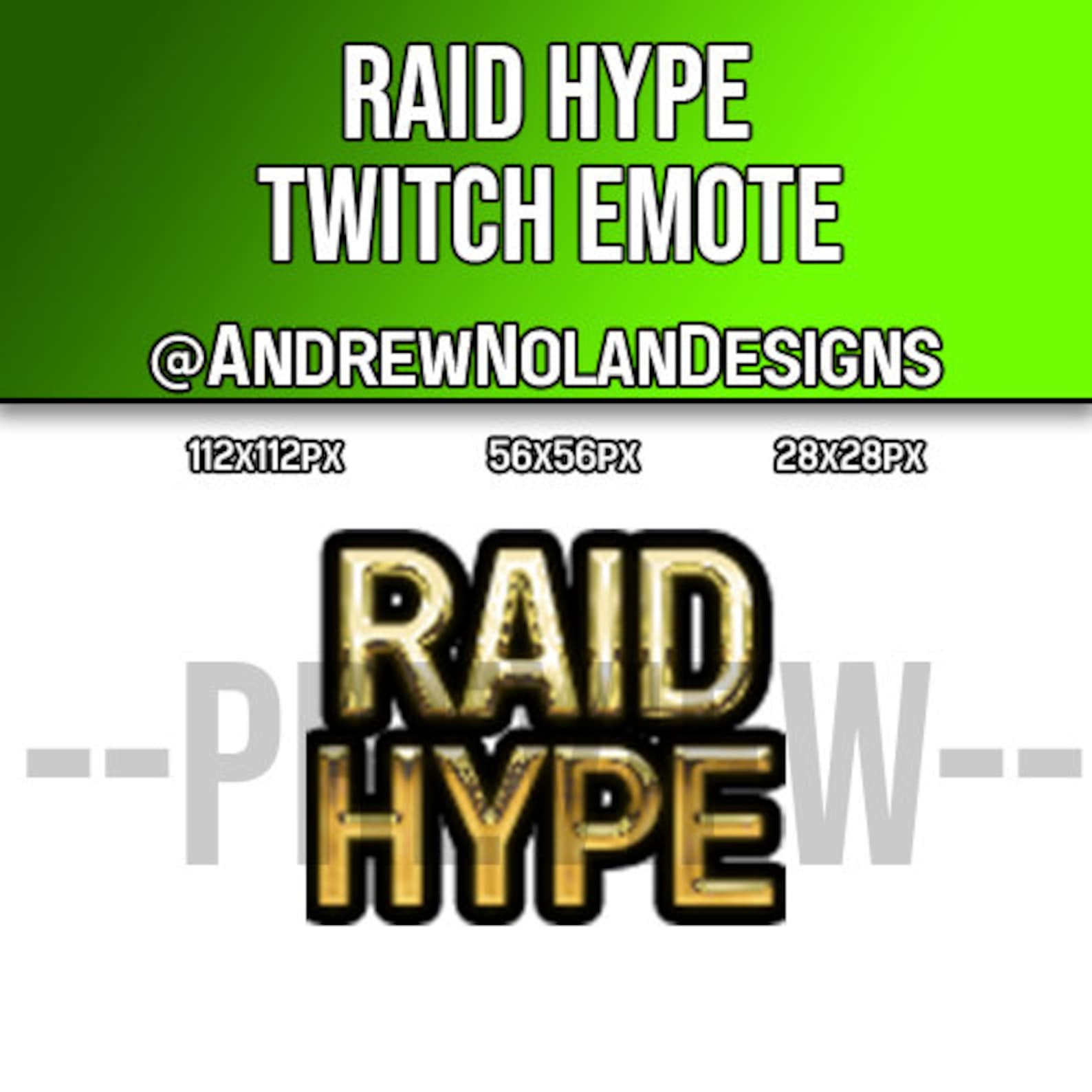 Golden Raid Hype Twitch Emote ALL Sizes 112px 56px 28px Discord Use ...