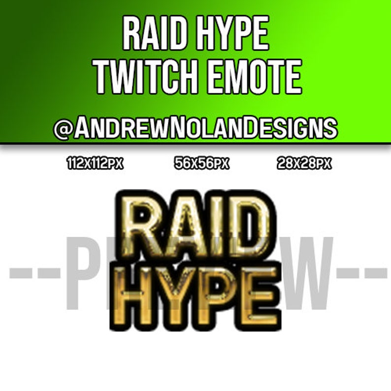 Golden Raid Hype Twitch Emote ALL Sizes 112px 56px 28px Discord Use ...