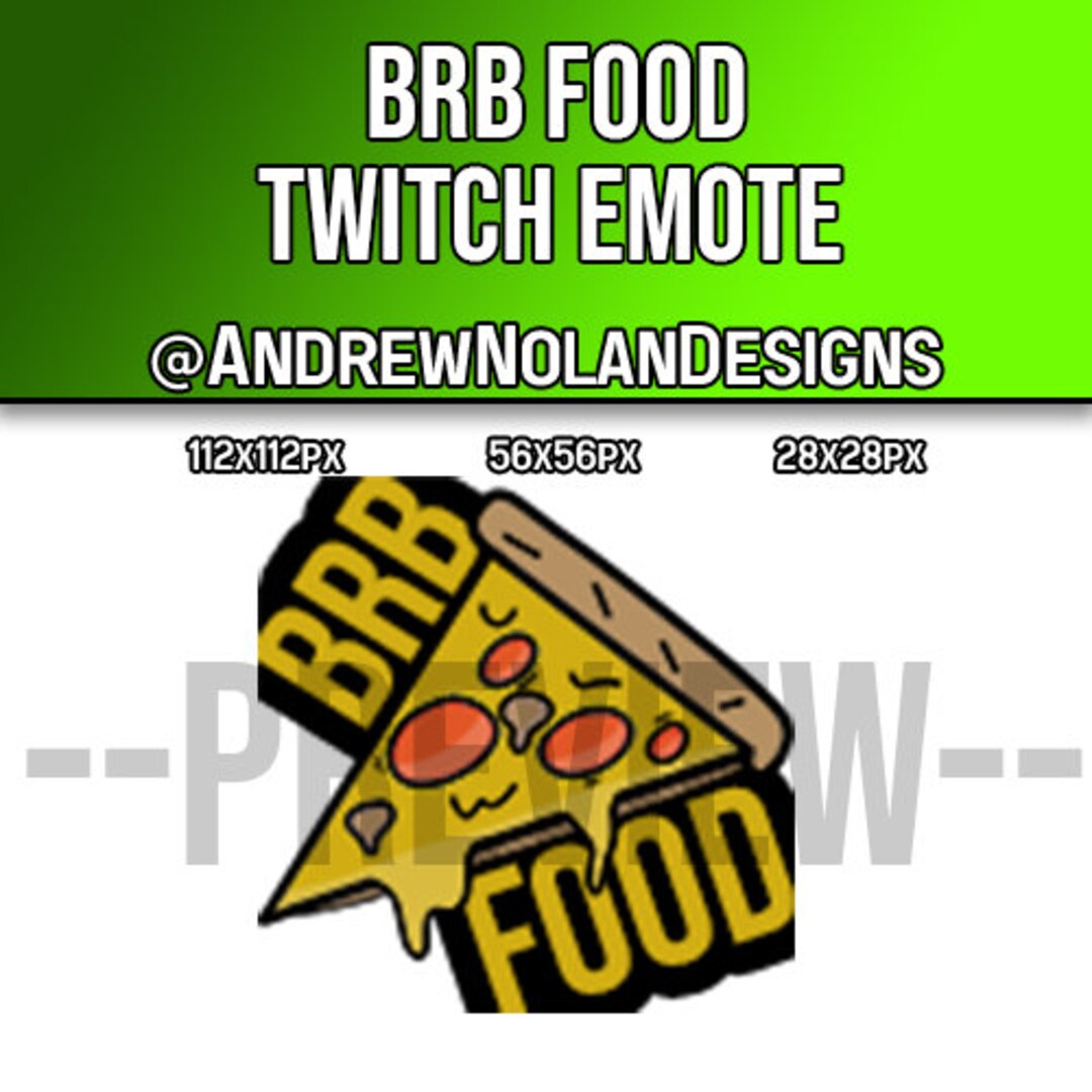 BRB FOOD Pizza Twitch Emote ALL Sizes 112px 56px 28px Discord Use - Etsy