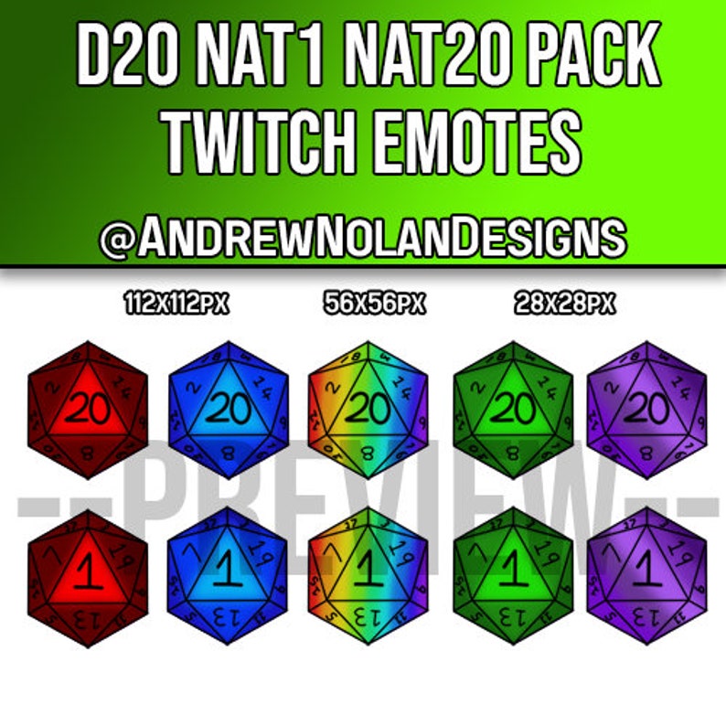 D20 Nat1 Nat20 Pack Twitch Emote ALL Sizes 112px 56px - Etsy