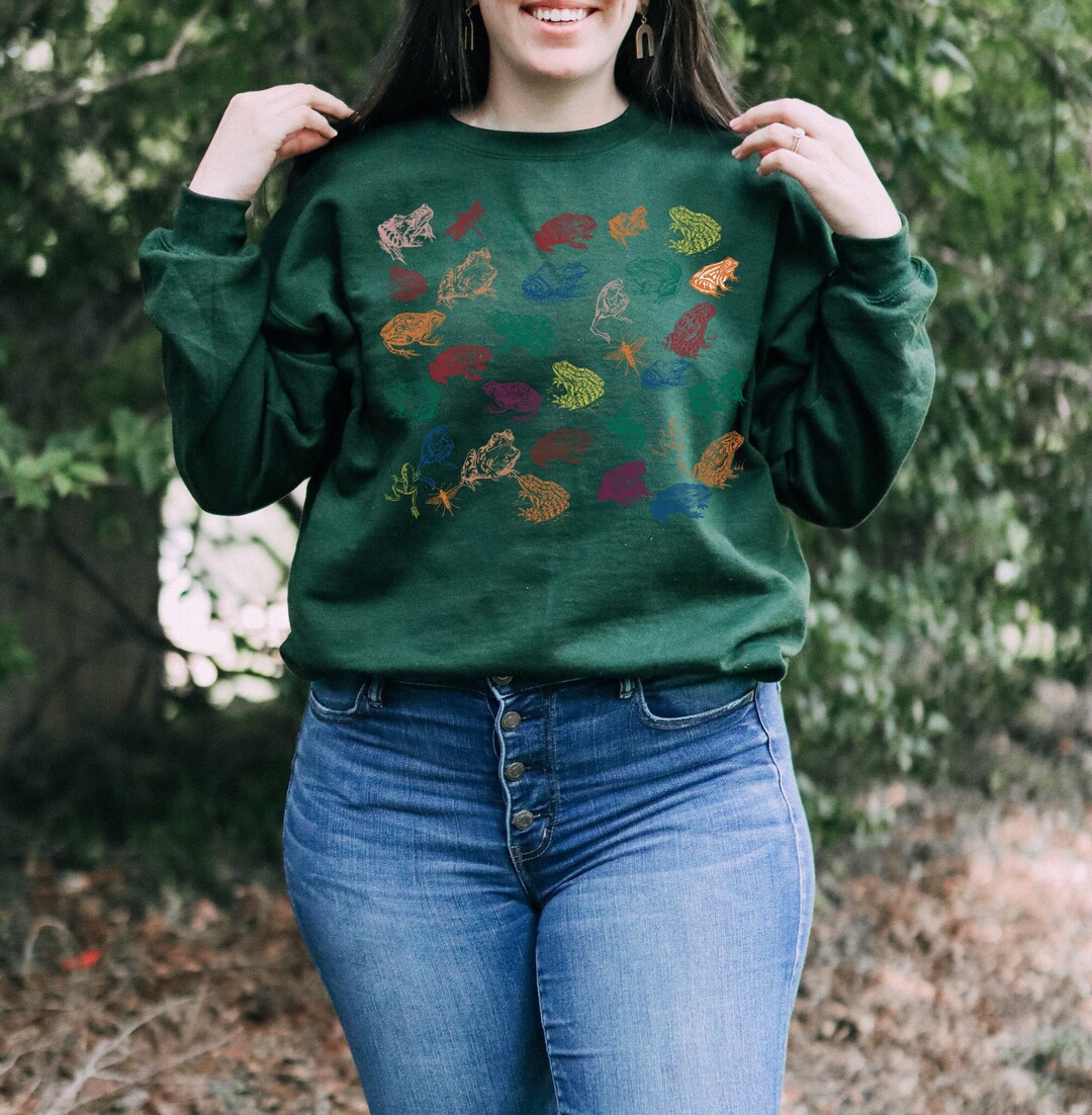 Frog Sweater Forestcore Clothing Frog Sweatshirt Cottagecore Sweater ...
