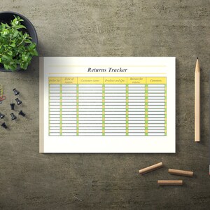 Light Printable Returns Tracker Template, Editable Online Business ...