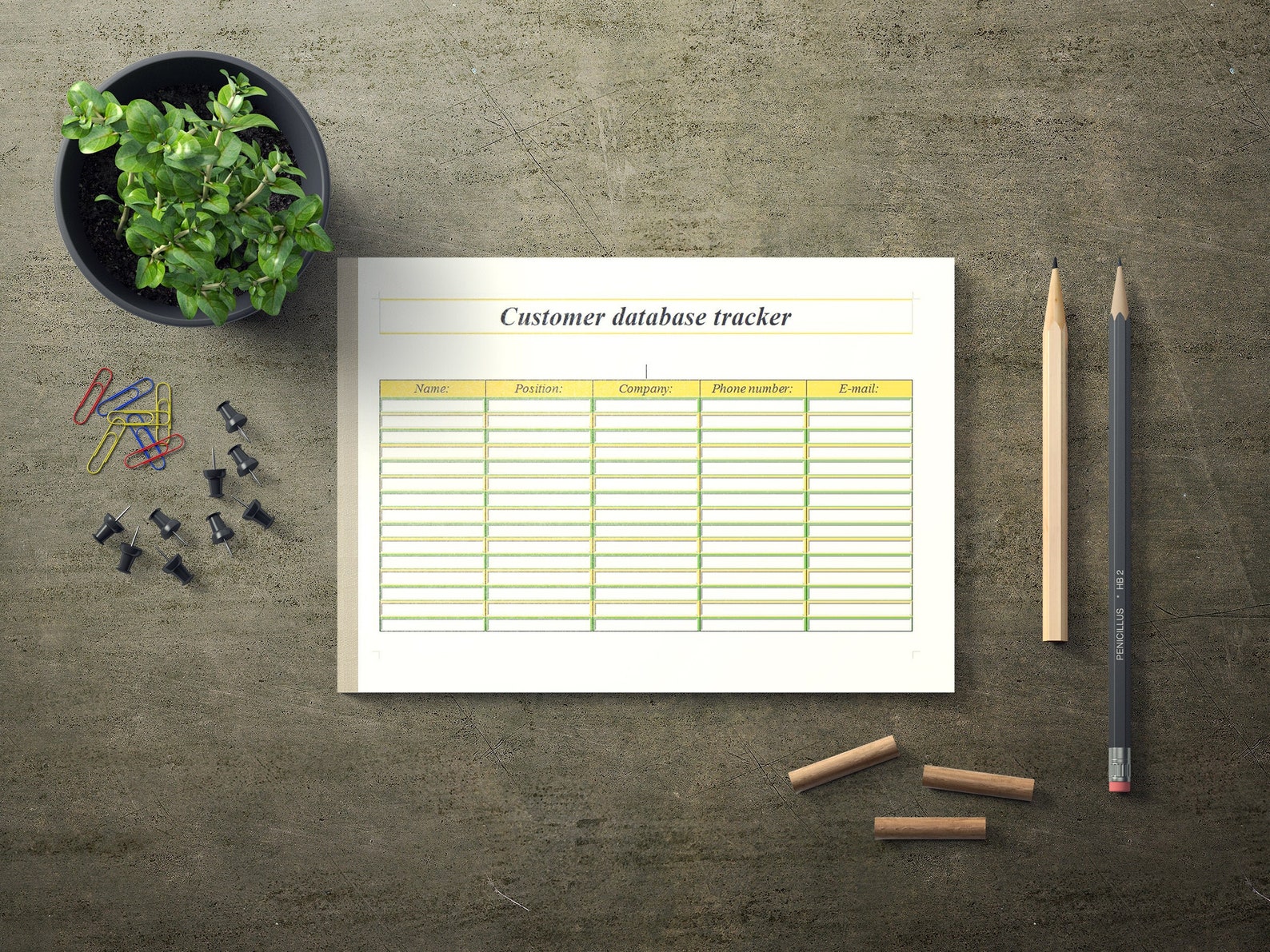 Light-colored Printable Customer Contact List, Easy Editable Database ...