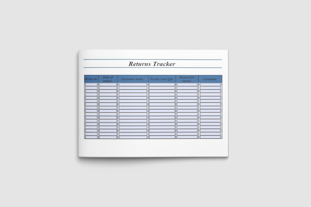Printable Returns Tracker Template in Blue, Editable Online Business ...