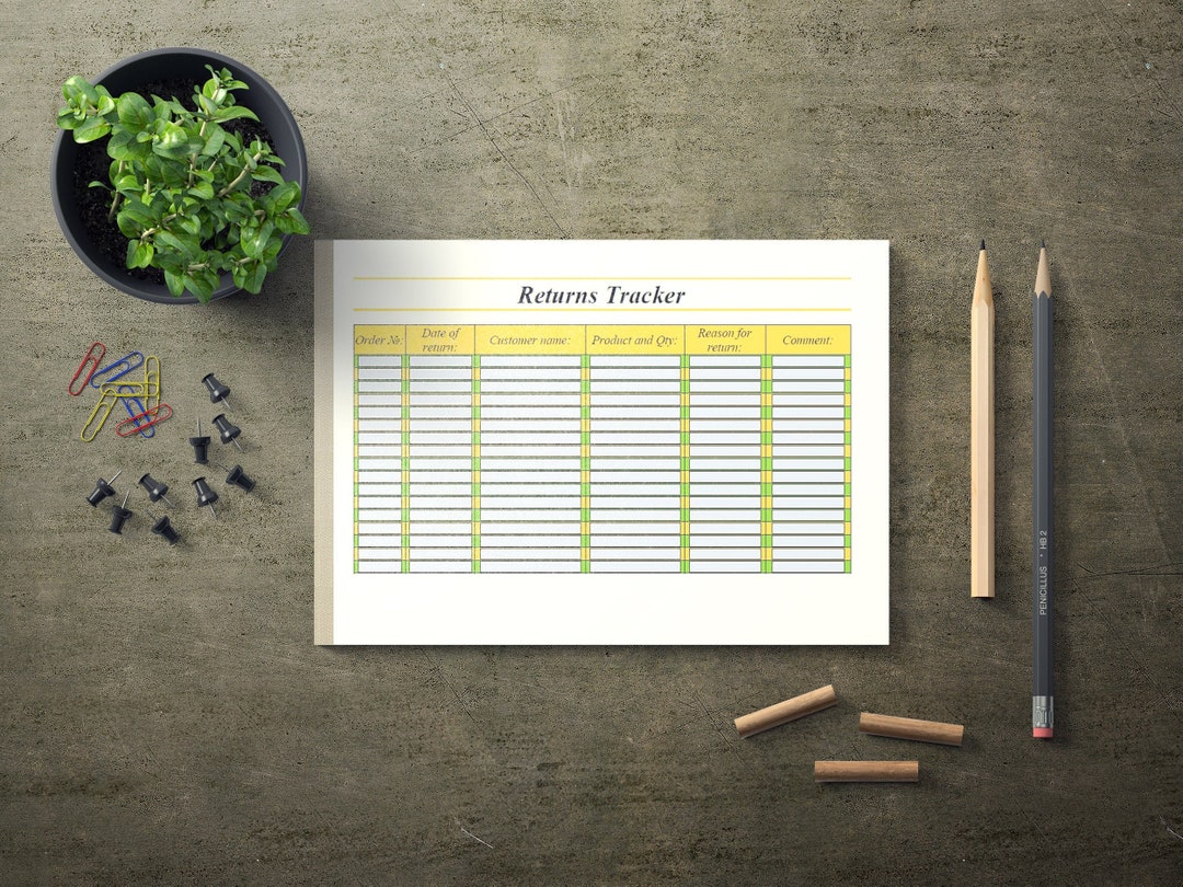 Light Printable Returns Tracker Template, Editable Online Business Return Sheet, PDF Template ...