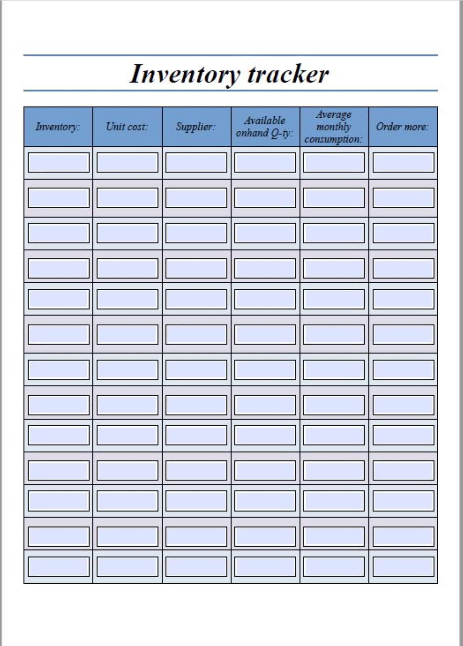 Blue Inventory Tracker, Printable to Do List, Fillable Form, Small ...