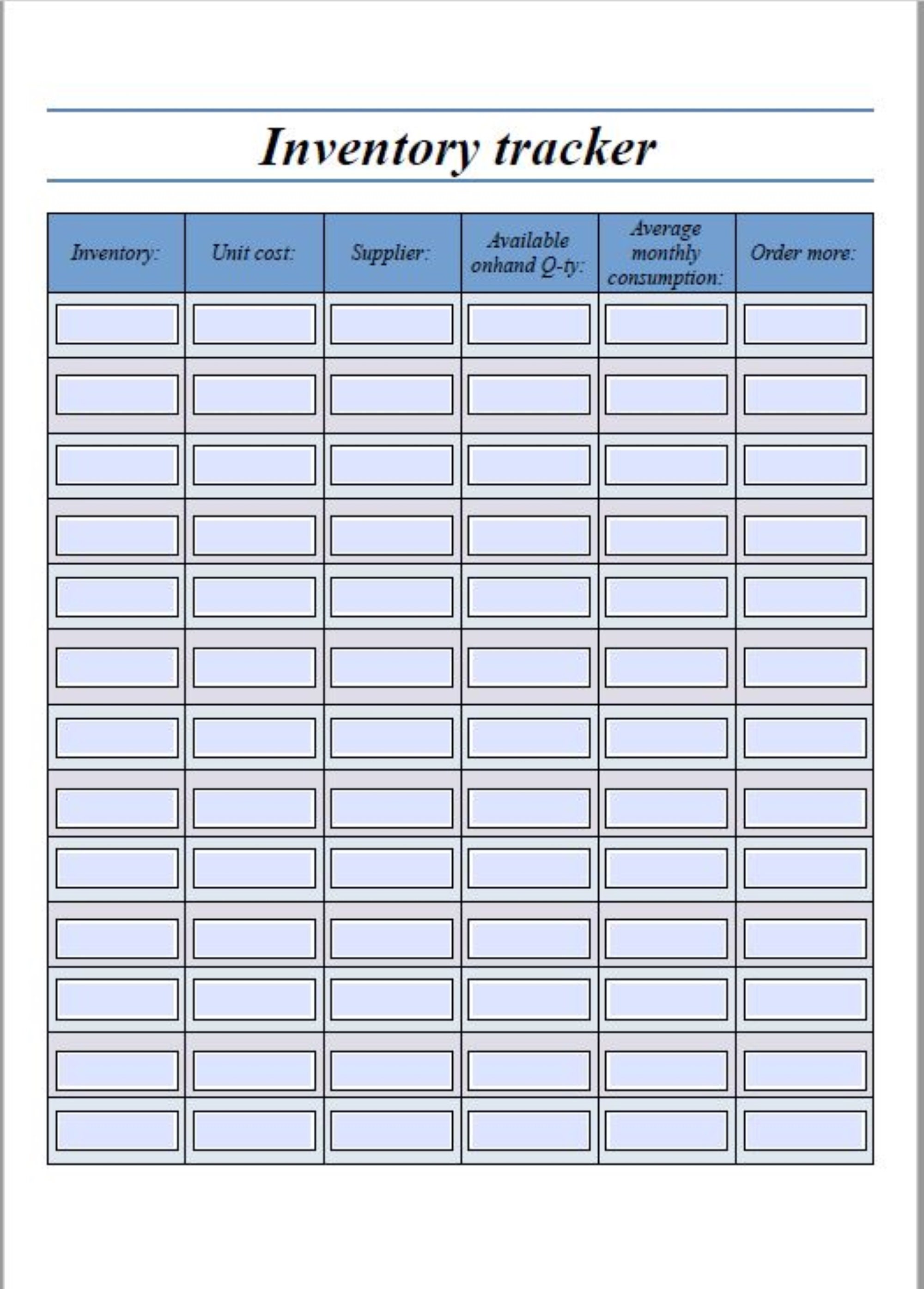 Blue Inventory Tracker, Printable to Do List, Fillable Form, Small ...