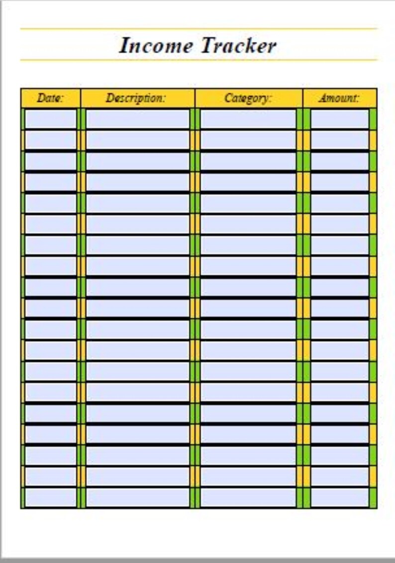 Income and Expense Tracker Template, Printable Expenditure and Revenue ...