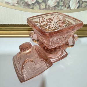 Pink Glass Compote With Lid, Rose Design - Etsy