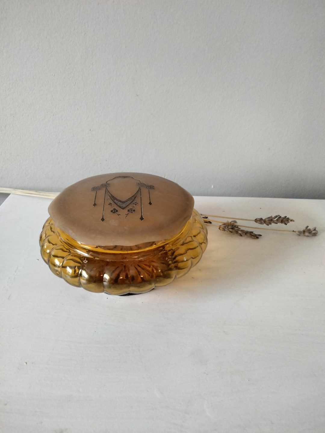 Depression Glass, Amber Colored, Powder Dish/trinket Dish - Etsy