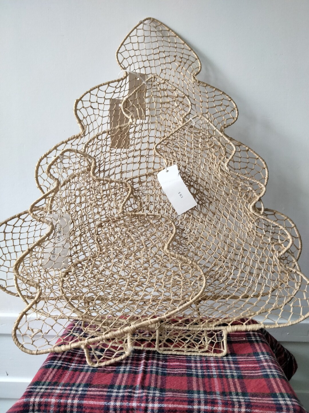 Set of 4 Abaca Fiber/wicker Christmas Tree Decor - Etsy