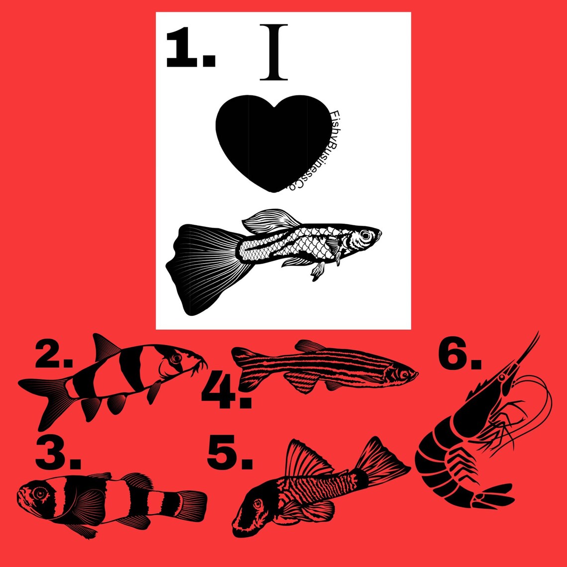 I Heart Guppies and Other Fish Decals - Etsy