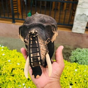 WOODEN ELEPHANT Trunk Srilankan Wild Wood Curved Hand Wood Figurine ...
