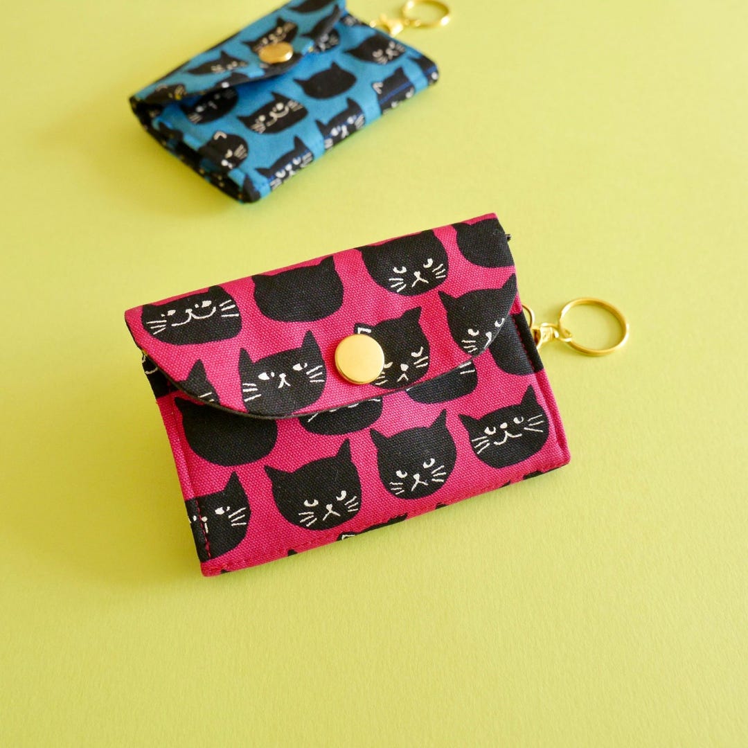 Small Keychain Wallet – Cat Print Coin Purse With Zipper | Minimalist ...