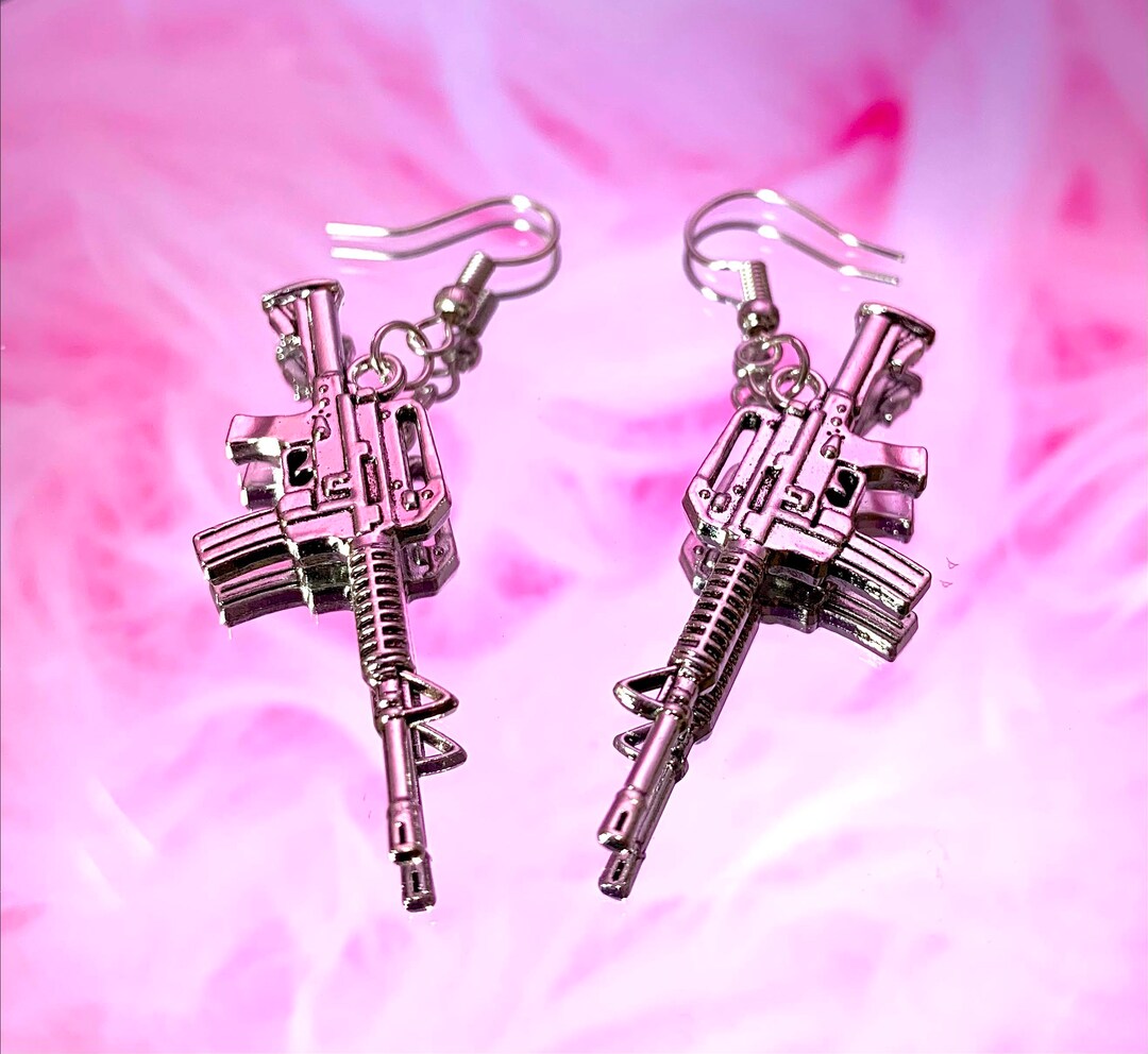 Pretty Cool Emo Goth Alternative Machine Gun Earrings - Etsy