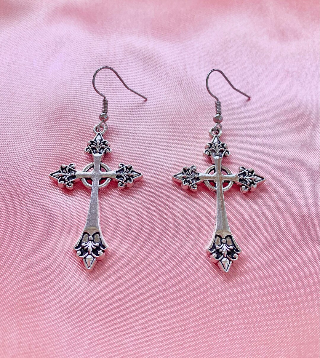 Pretty Cool Alt Grunge Goth Metal Cross Earrings - Etsy