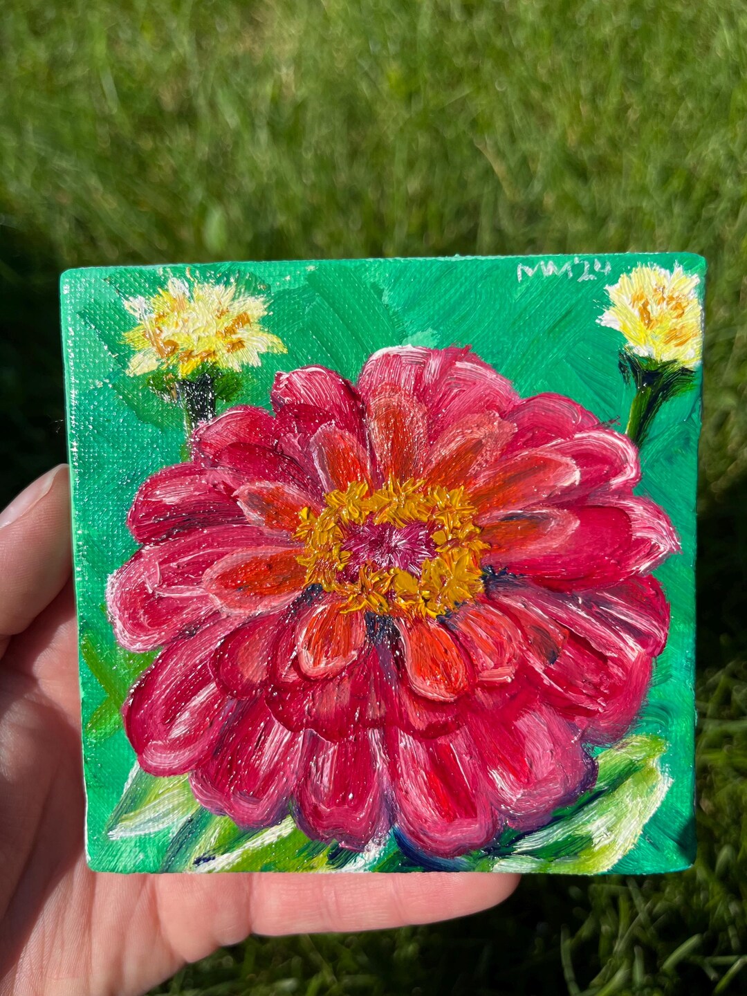 Original Zinnea Oil Painting - Etsy