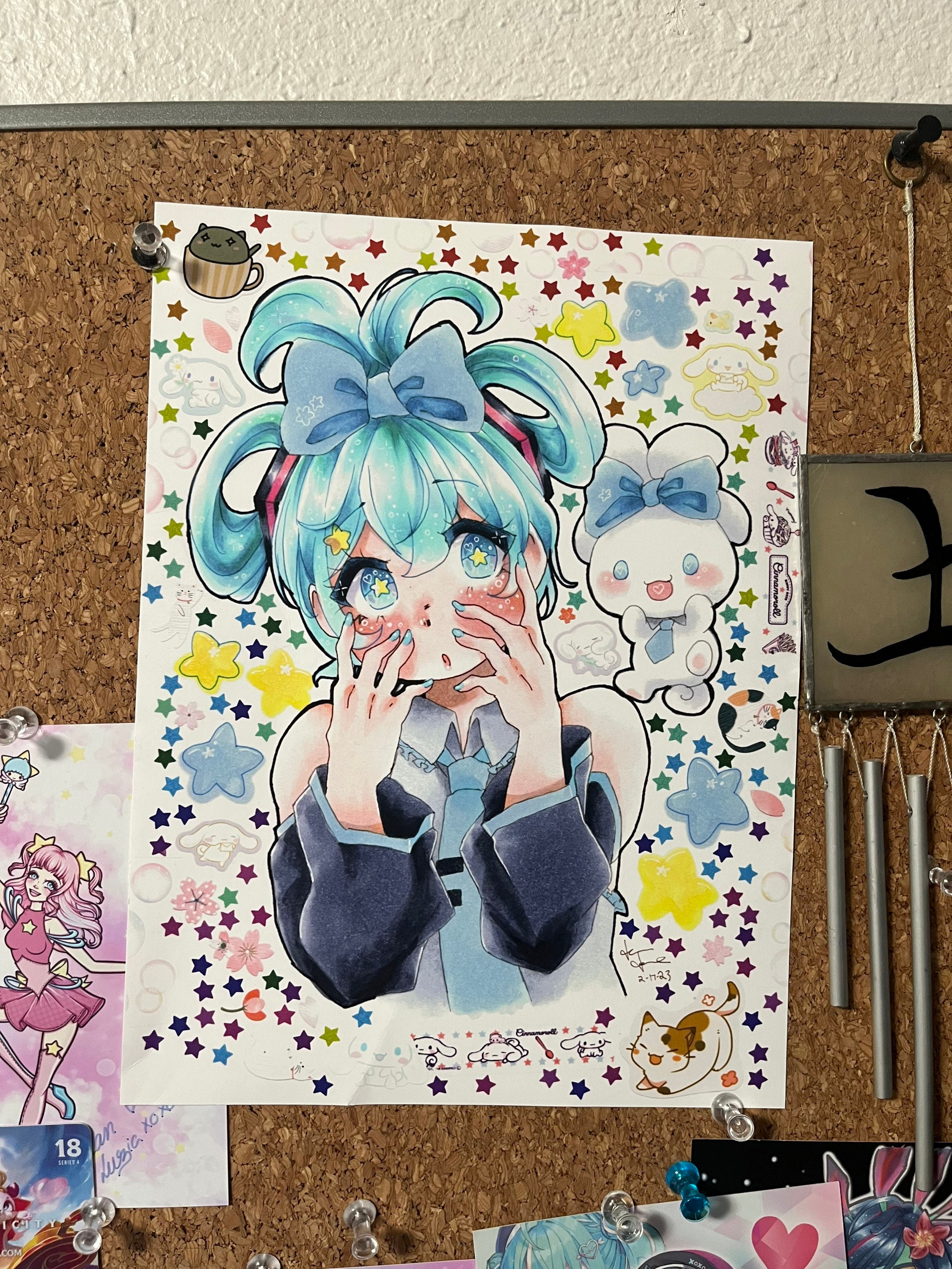 Hatsune Miku X Cinnamoroll Inspired Print Etsy