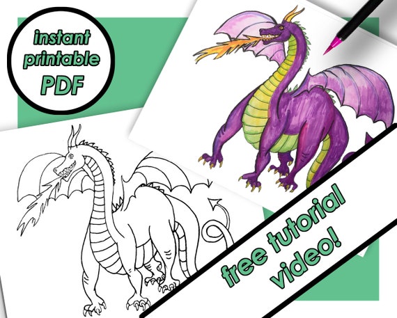 Printable Dragon Coloring Page for Kids Coloring Sheets PDF - Etsy