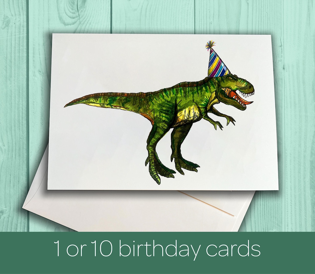 T Rex Card Pack Birthday Card, Kids Tyrannosaurus Rex Birthday Card ...