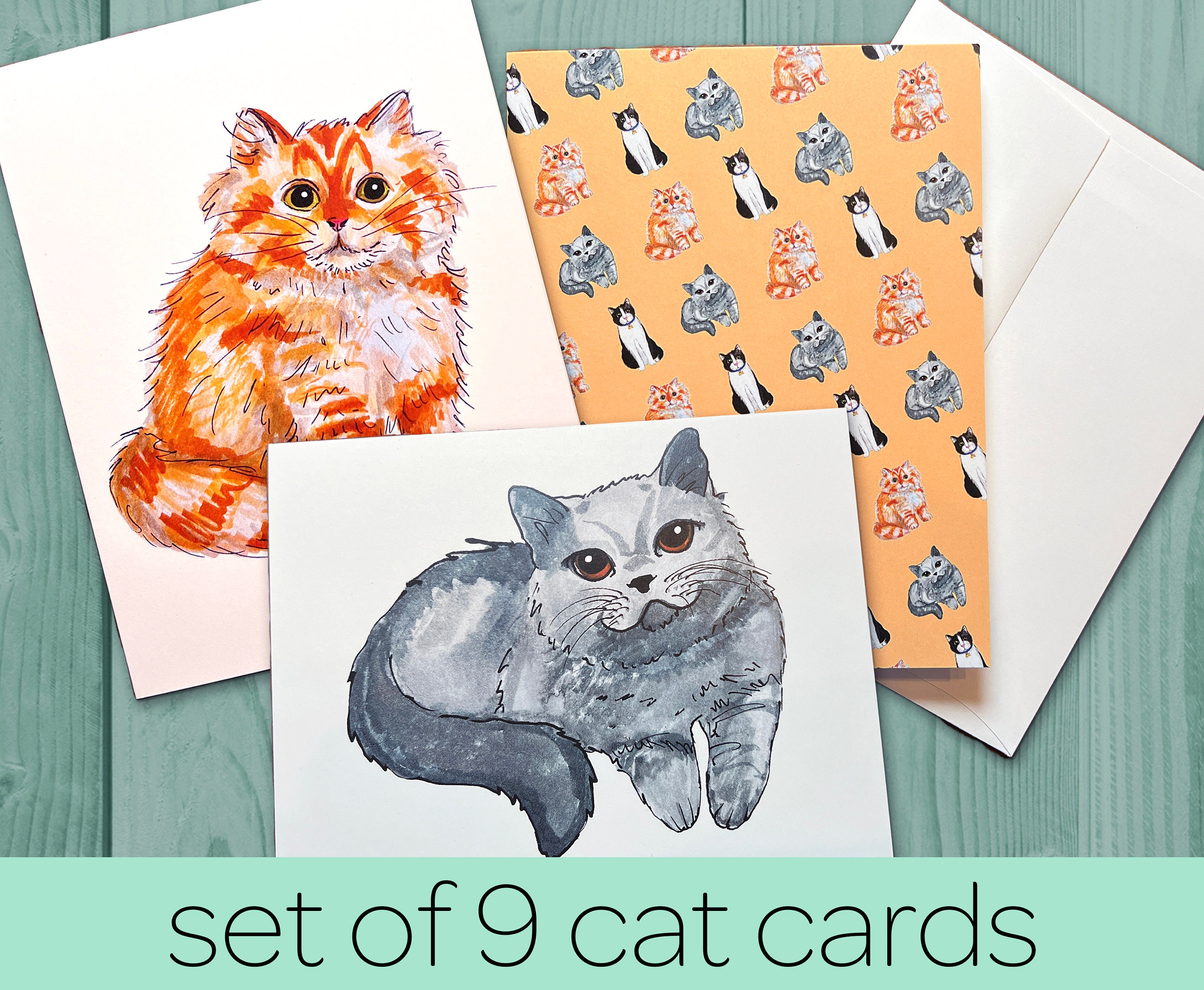 cat card Greeting card blank cards cute cards Greeting Cards Birthday ...