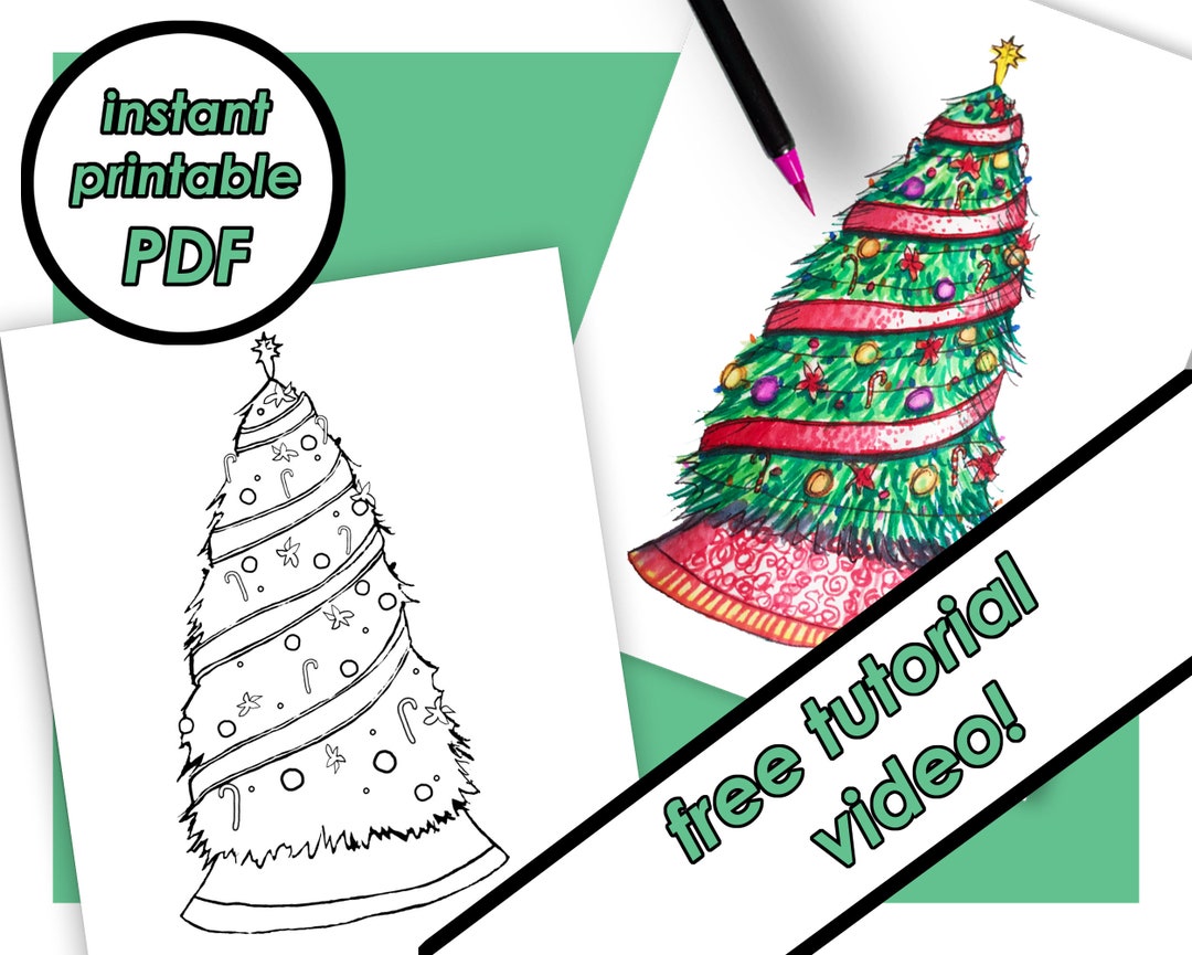 Printable Christmas Tree Coloring Page for Kids, Coloring Sheets, PDF ...