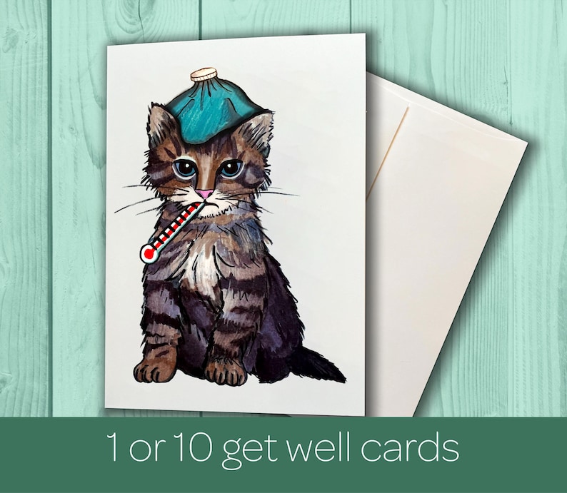 Cat Get Well - Card Pack - Get Well, Feel Better, Sick, Hospital ...