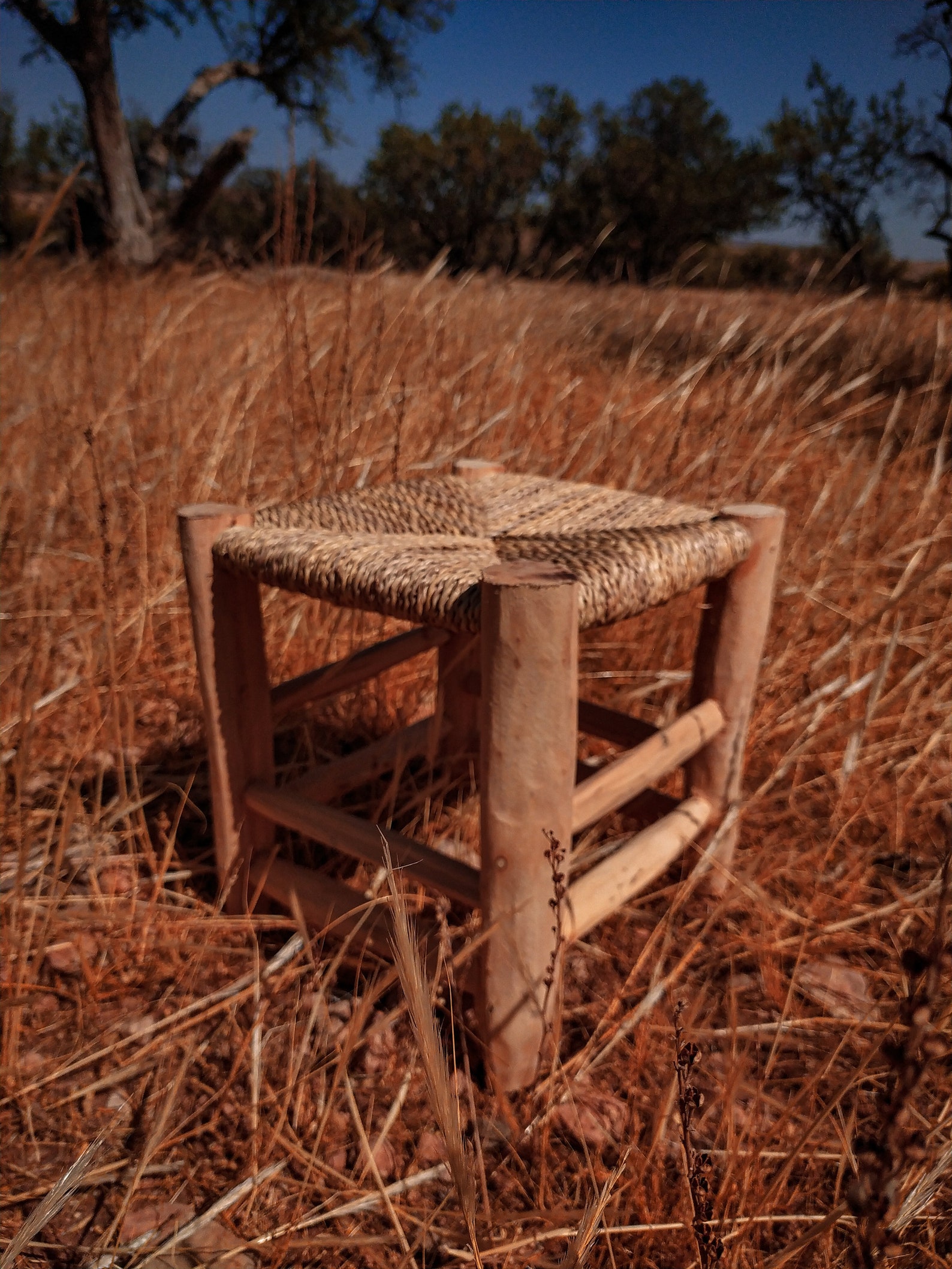 Handmade Vintage Wood and Straw Stool Handmade in Morocco | Etsy