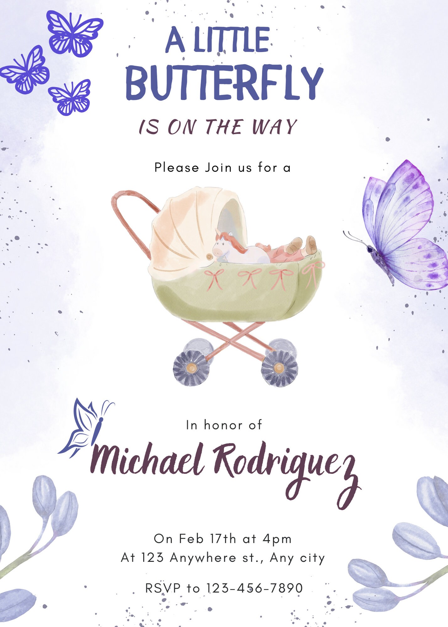 Editable Butterfly Baby Shower Invitation, Butterfly Baby Shower Bundle ...