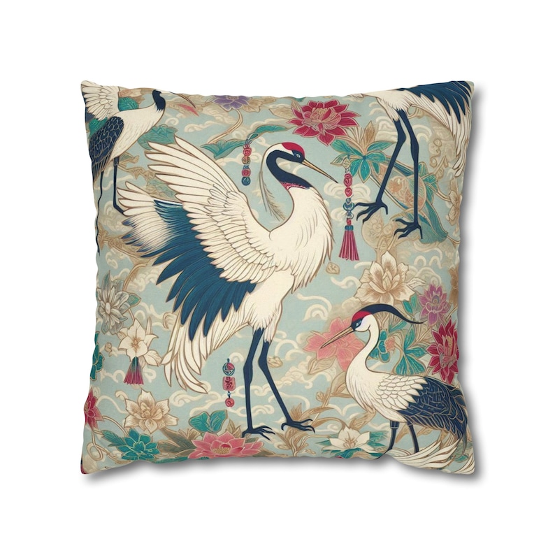 Chinoiserie Throw Pillow Cover Crane Bird Pillow Case Oriental Pillows ...