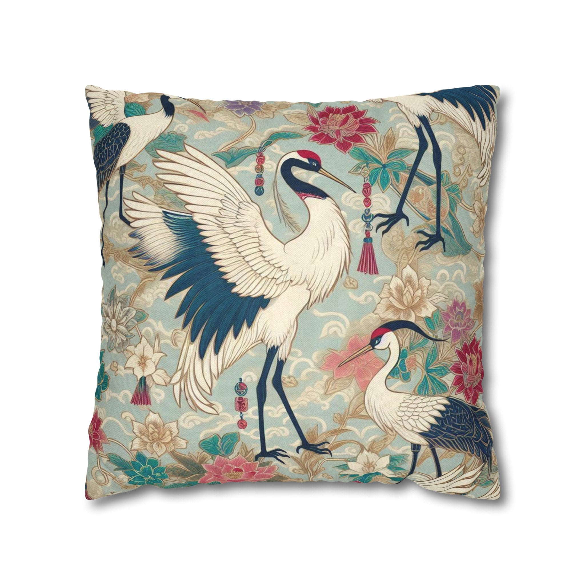 Chinoiserie Throw Pillow Cover Crane Bird Pillow Case Oriental Pillows ...