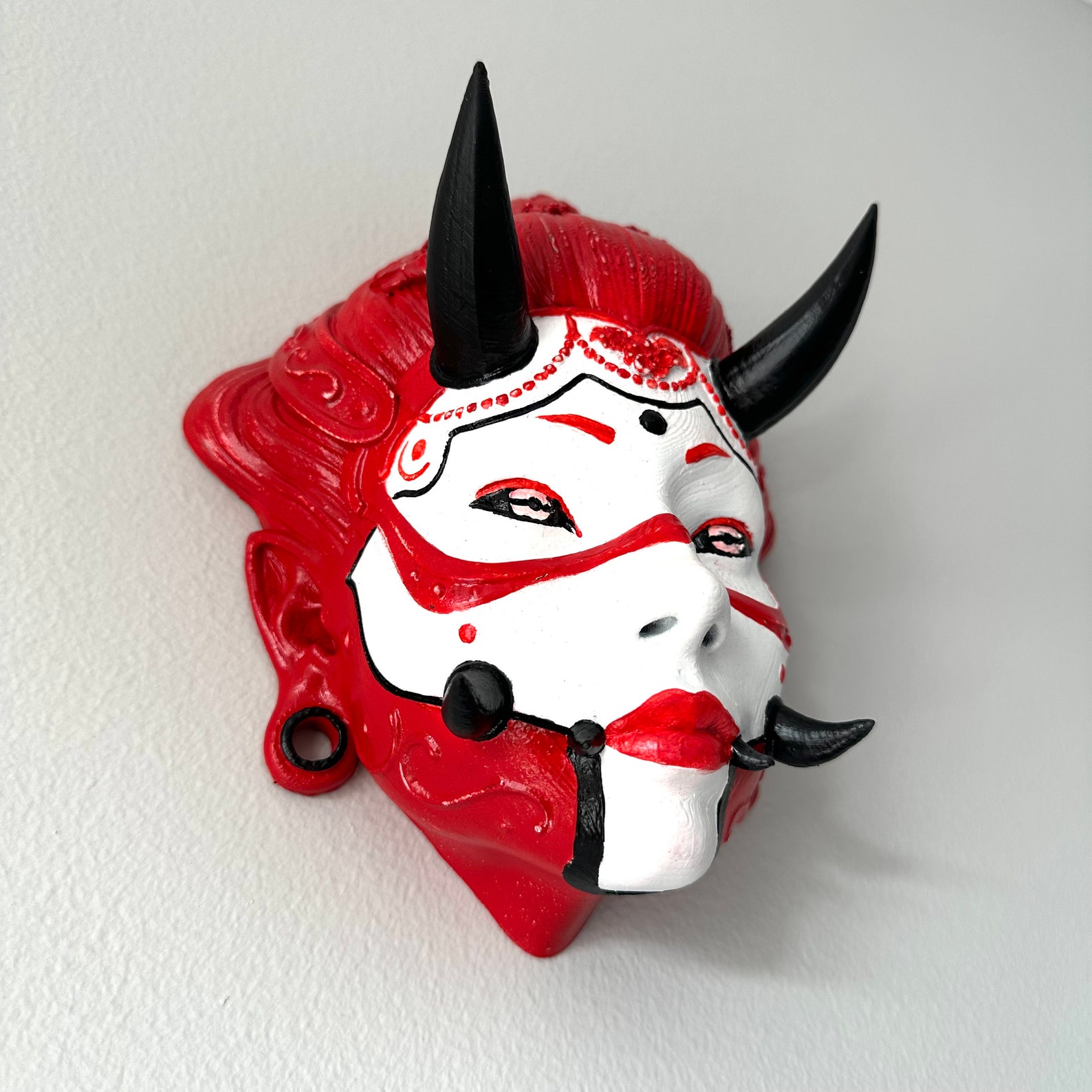 Hannya Mask Wall Art | Cyberpunk Oni Mask | Samurai Mask | Display Mask ...