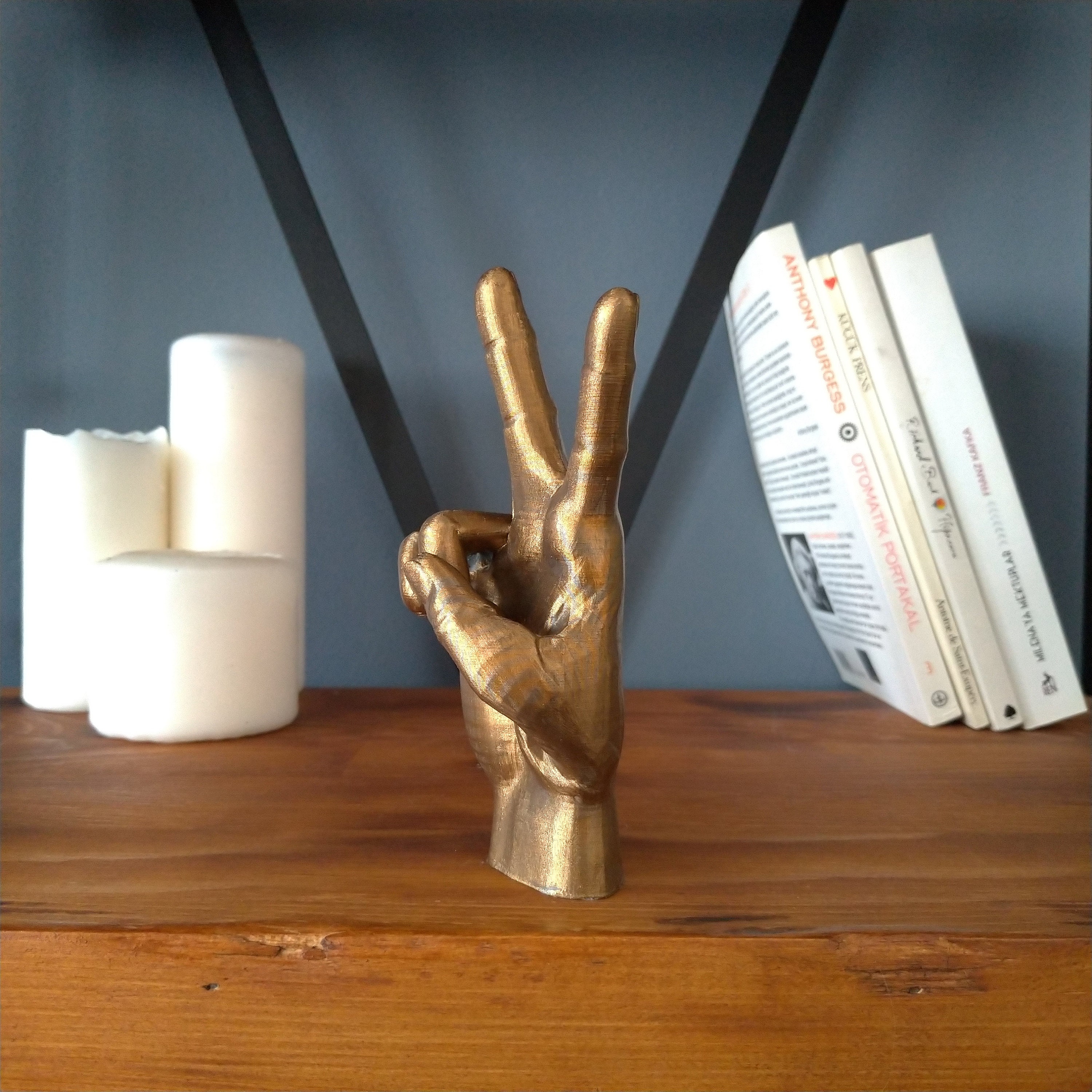 Gold Victory Hand Sculpture Victory Sign Peace Symbol | Etsy