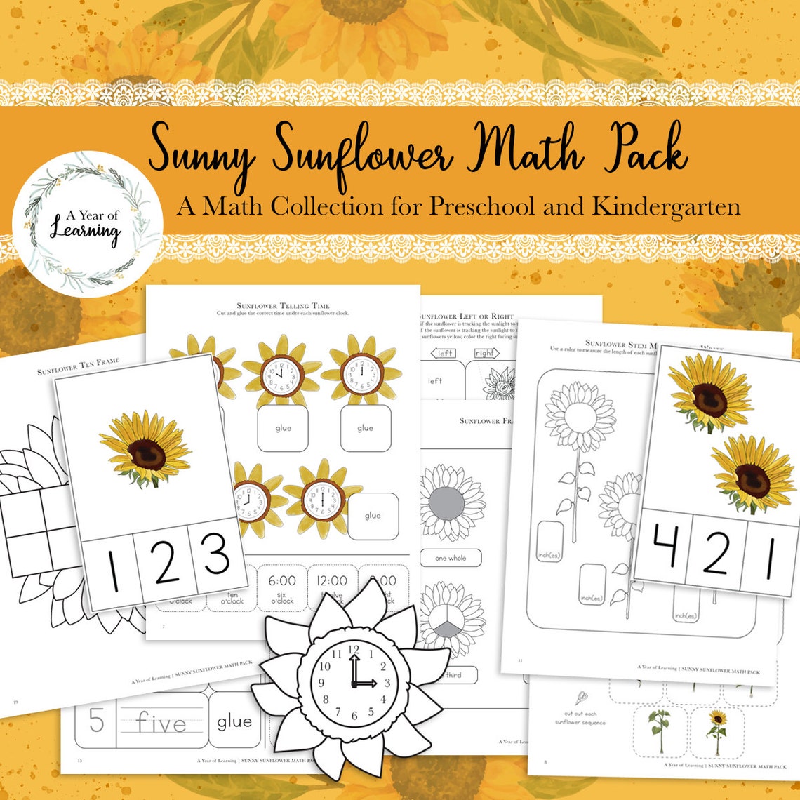 Sunny Sunflower Math Pack - Etsy
