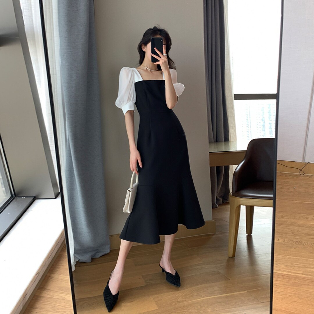 Long Midi Dressblack Dresssummer Dressparty Cocktail - Etsy