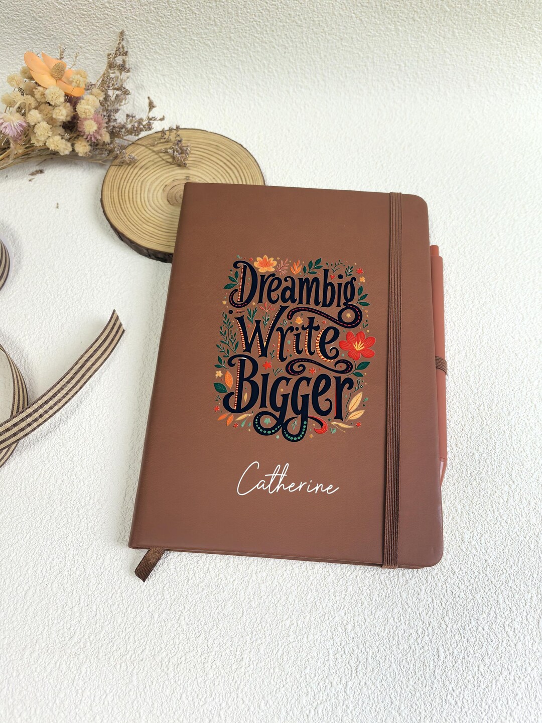 Dream Big Write Bigger Journal - Inspirational Leather Notebook With ...