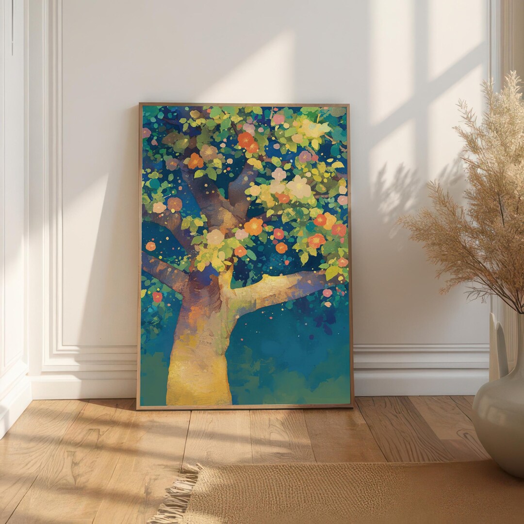 Enchanted Flowering Tree Art Print | Impressionist Nature Wall Decor ...